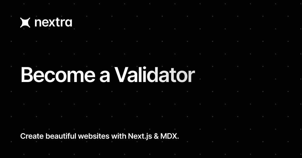 Become a Validator