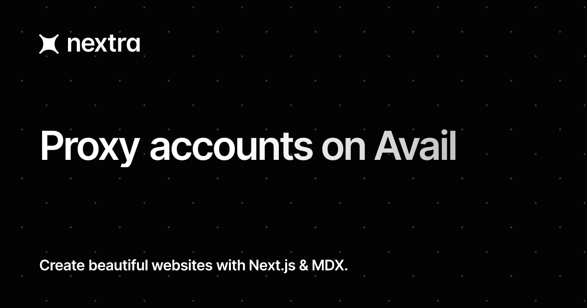 Proxy accounts on Avail